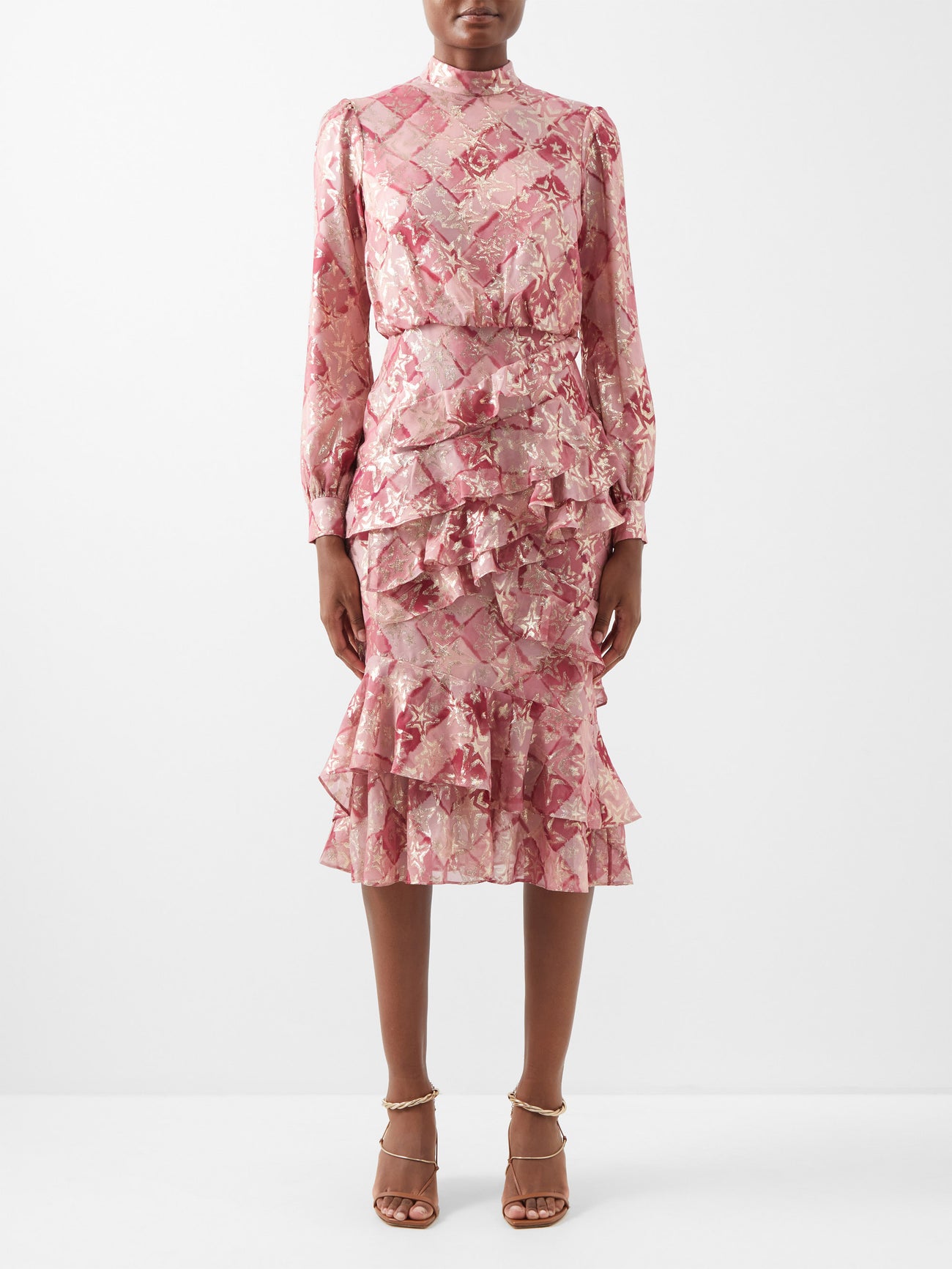 SALONI Isa Star-Fil Coupé Ruffled Dress | Endource