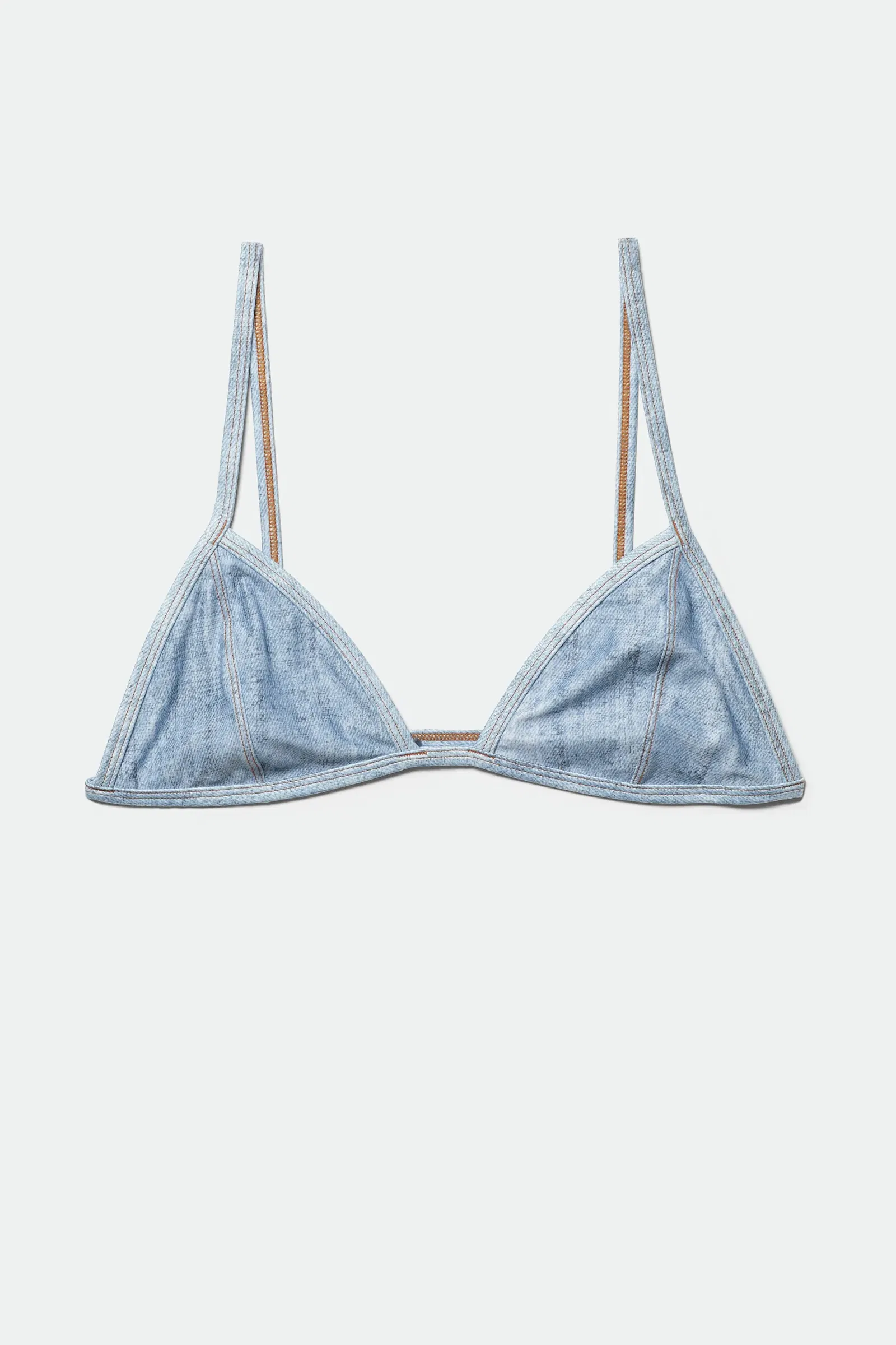 WEEKDAY Denim Triangle Bikini Top in Denim | Endource