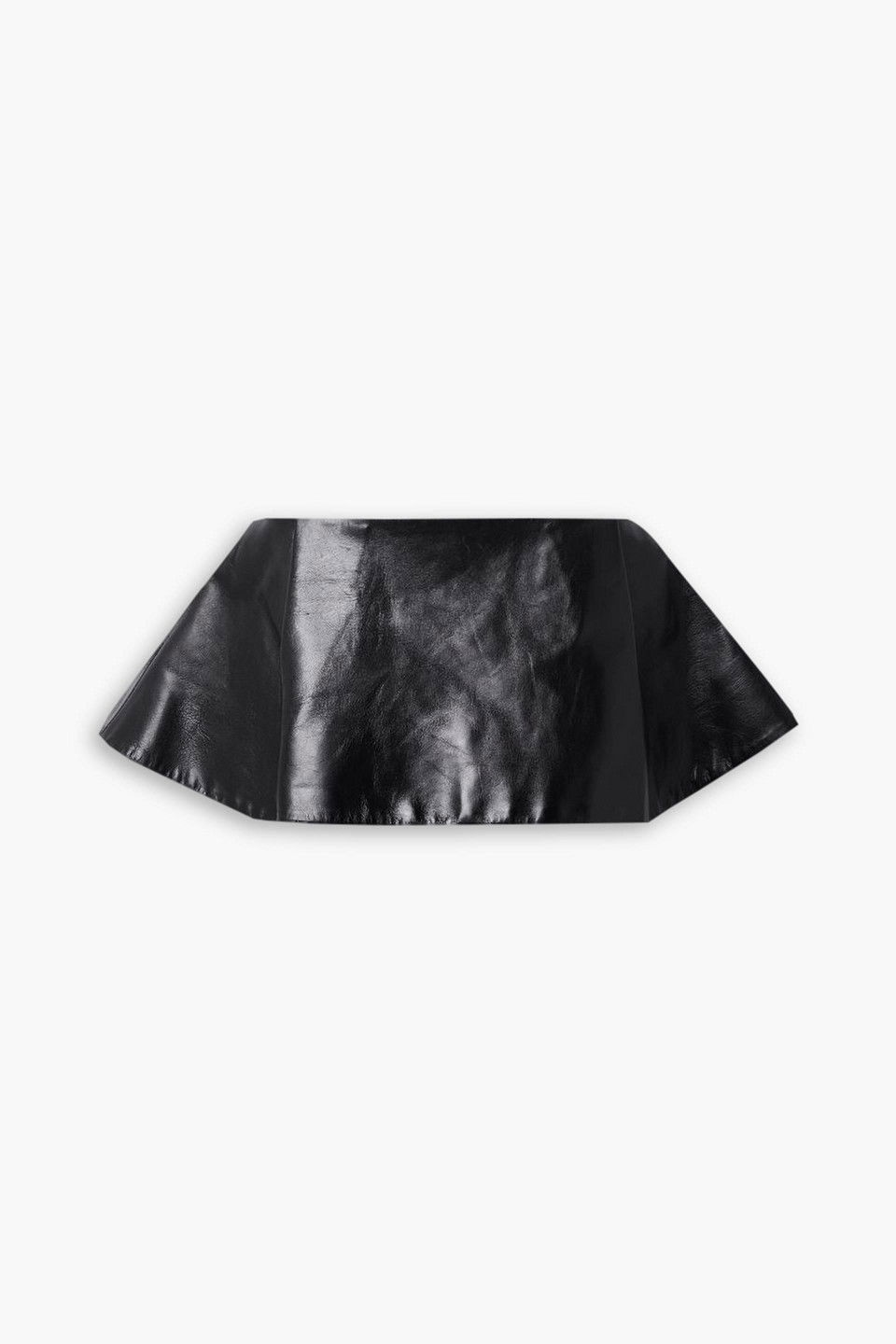 KHAITE Rafla Pleated Leather Mini Skirt | endource