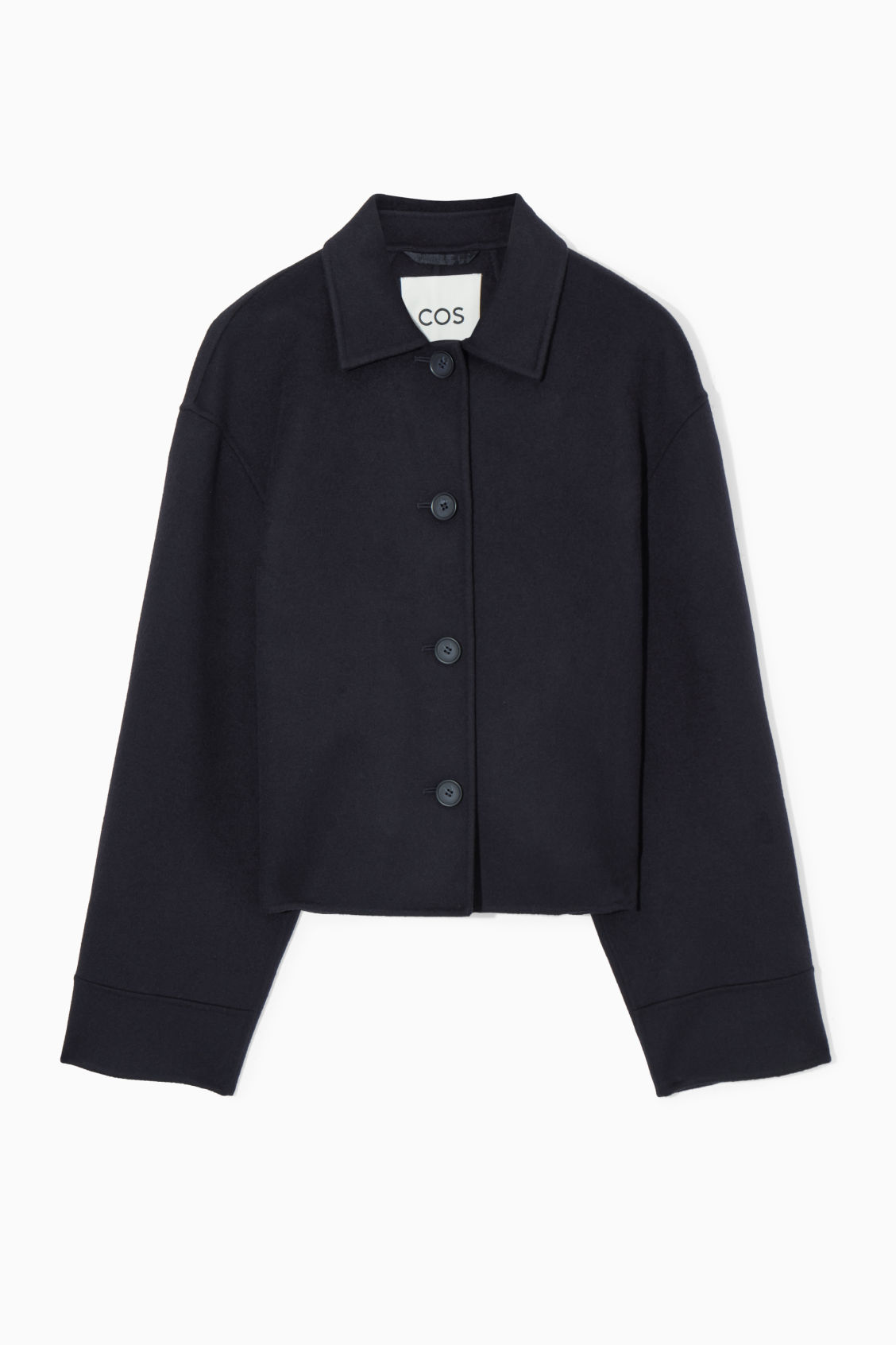 COS Boxy-Fit Double-Faced Wool Jacket in NAVY | endource