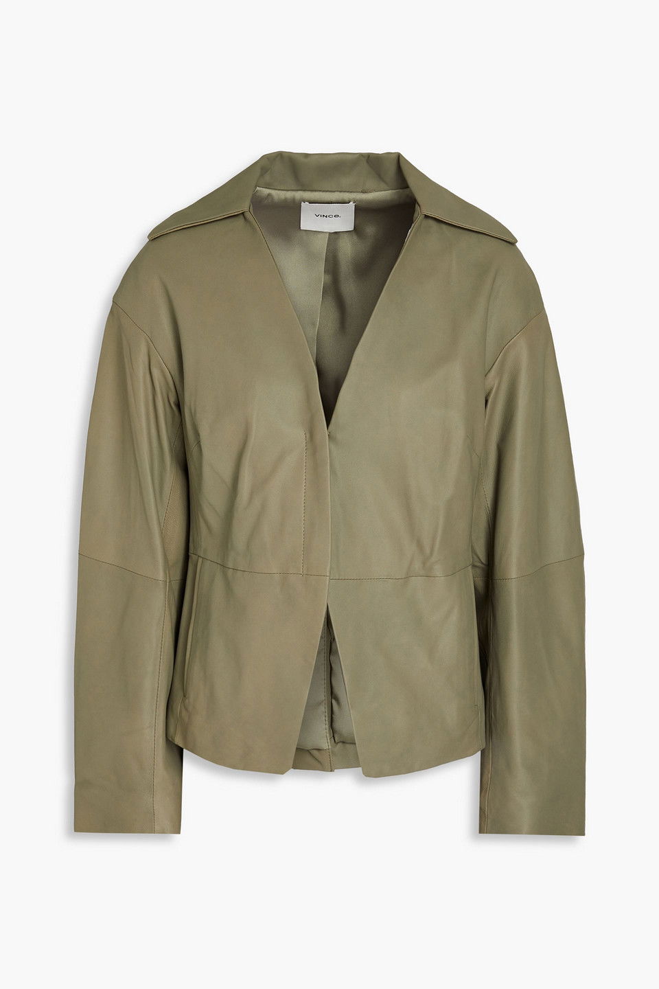 VINCE. Leather Jacket in Green | endource