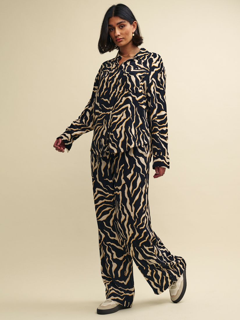 NOBODY'S CHILD Melody Valentina Zebra Wide Leg Trousers in Black/Multi ...
