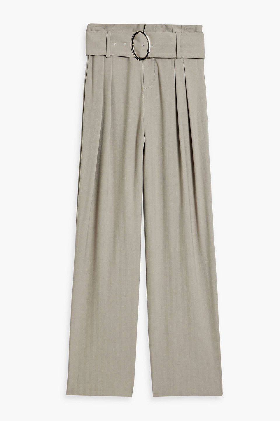 IRO Orida Belted Herringbone Jacquard Wide-Leg Pants in Gray | Endource