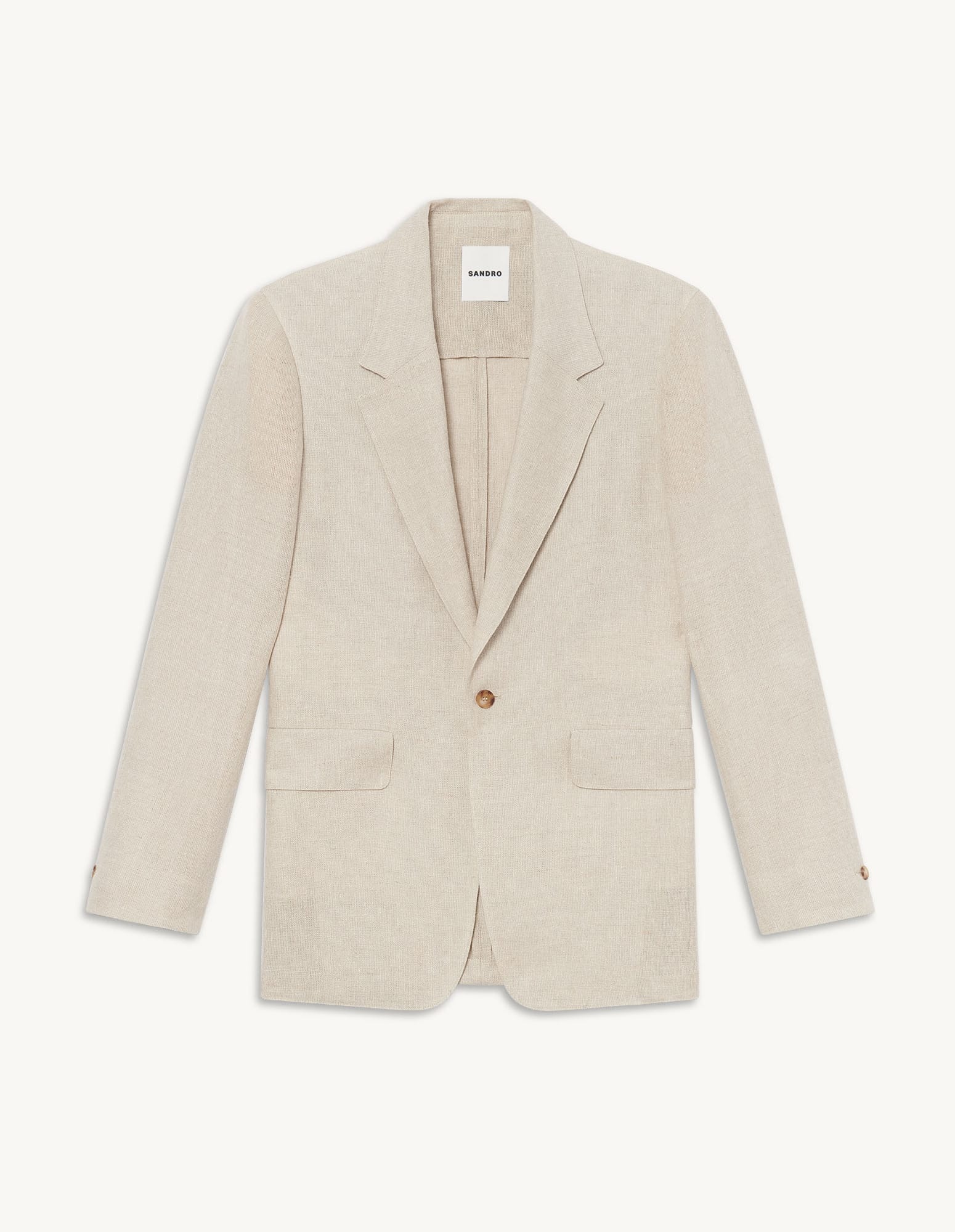 SANDRO Linen Suit Jacket in Sand | endource