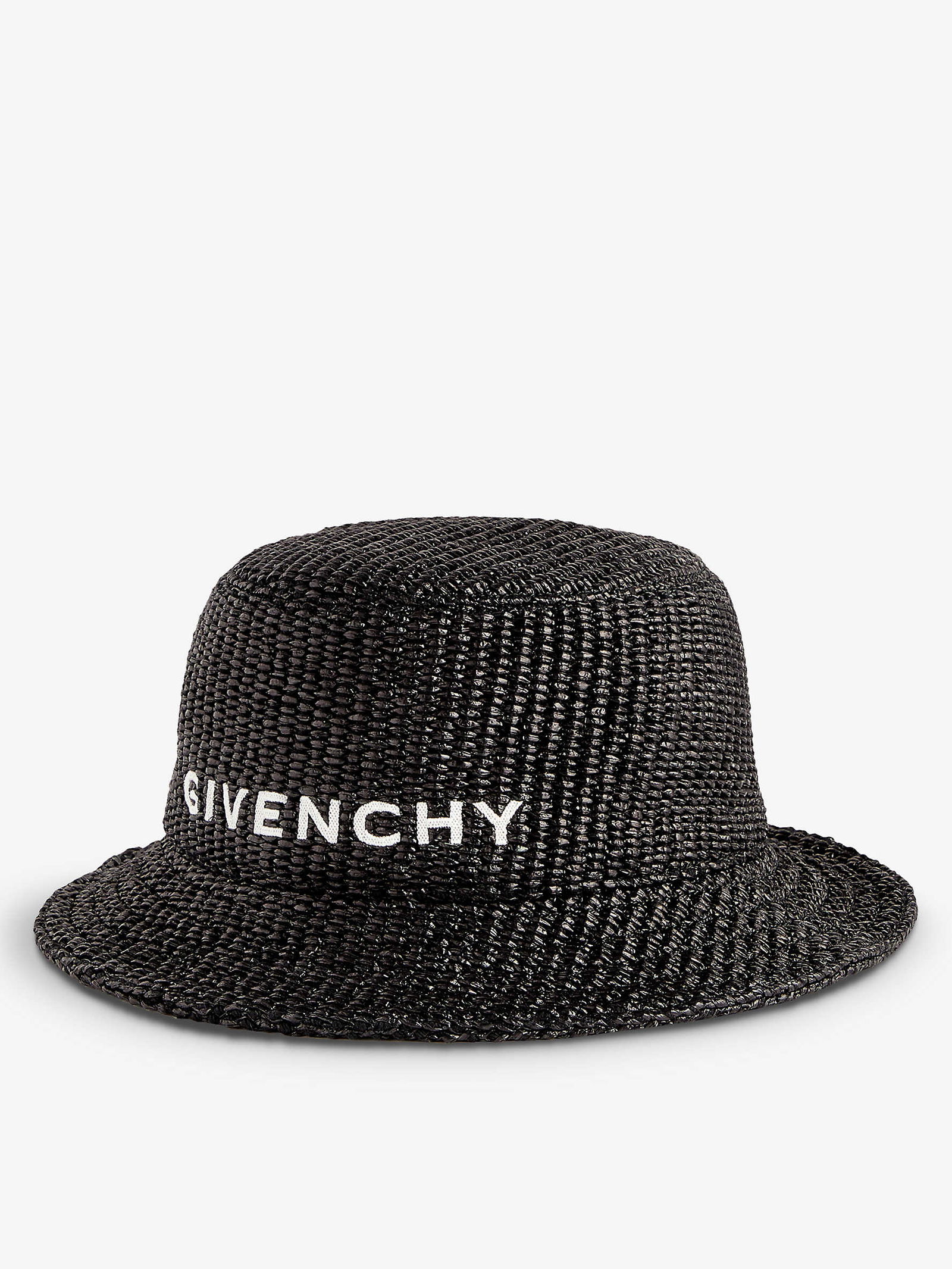 GIVENCHY Brand-Embroidered Raffia Bucket Hat in BLACK | endource