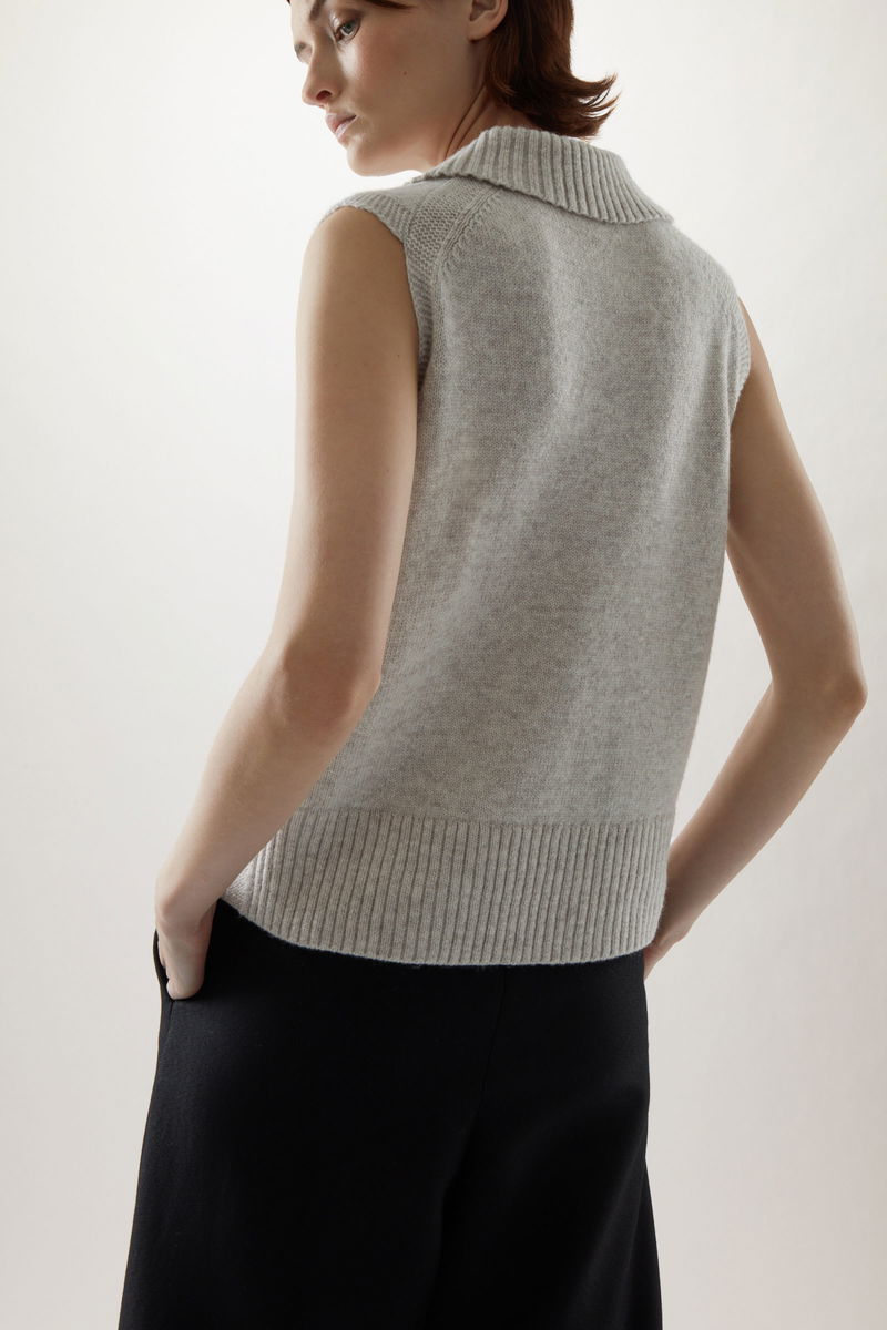 COS Lambswool V-Neck Collar Knitted Vest in Off-white | endource
