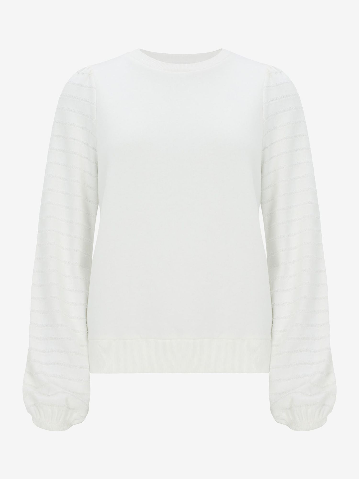 MINT VELVET Textured Sleeve Jumper in White Ivory | endource