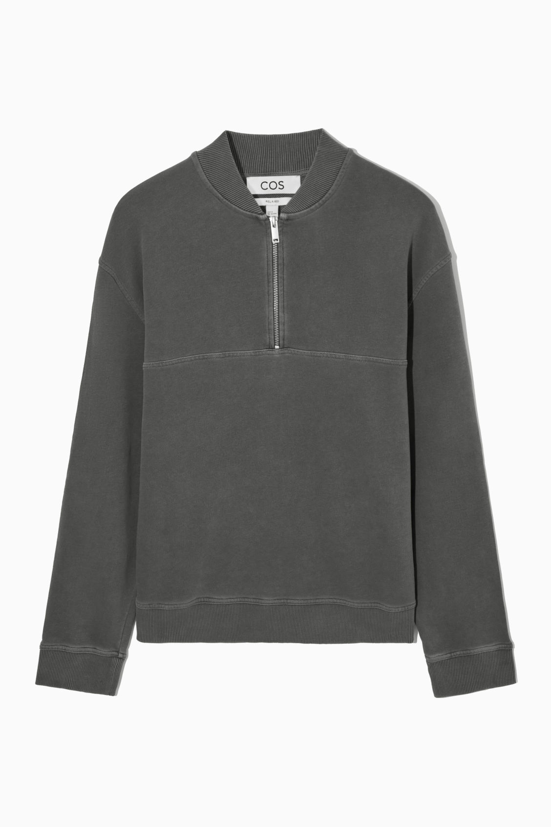 COS Relaxed-Fit Half-Zip Sweatshirt in WASHED GREY | endource