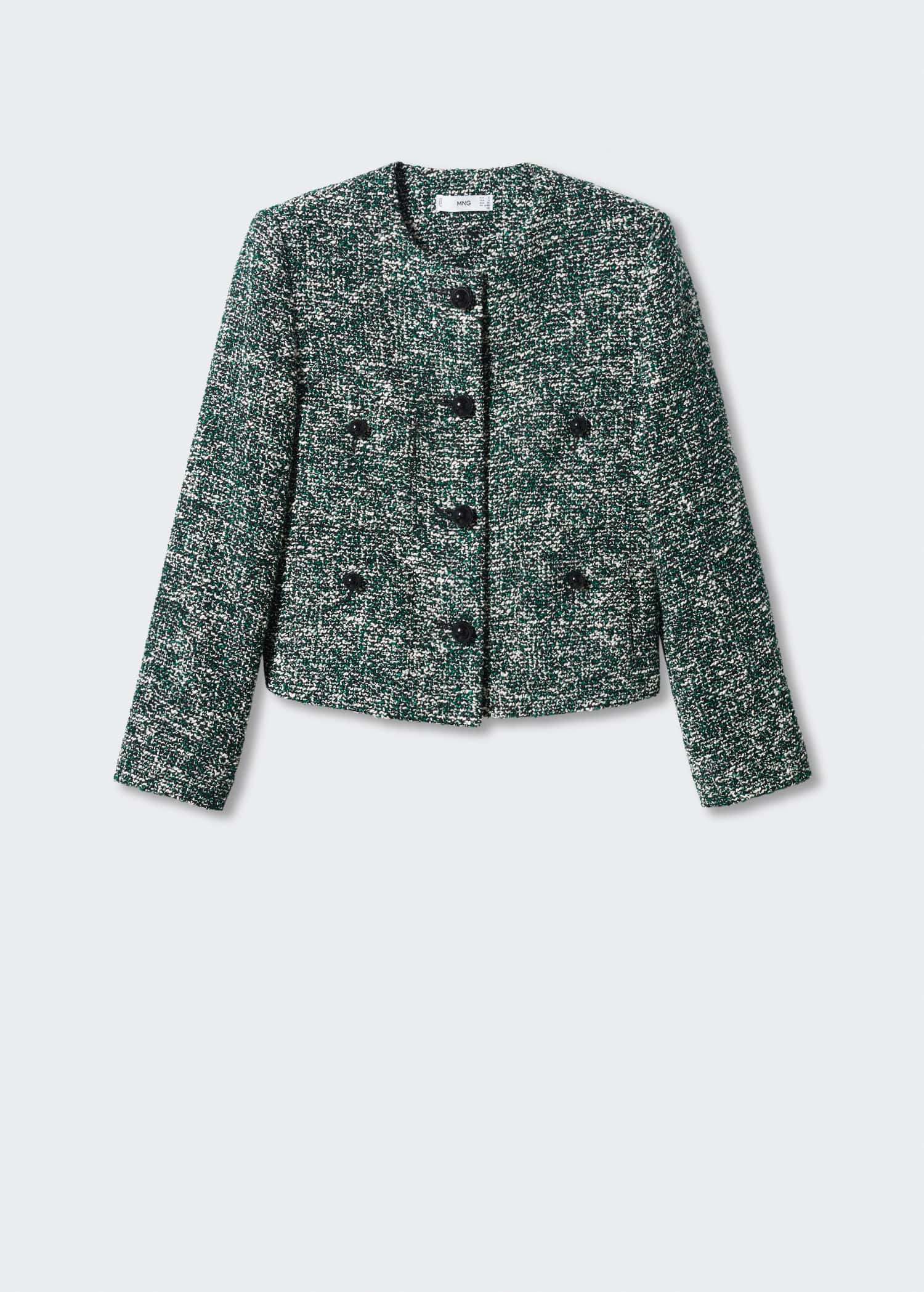 MANGO Tweed Jacket With Buttons in Green | endource