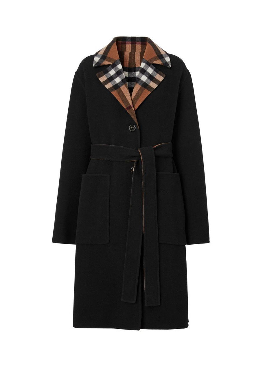 BURBERRY Check Wool Reversible Coat | endource