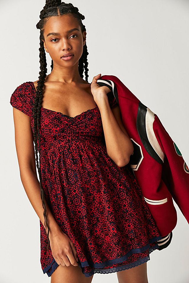 FREE PEOPLE Tabitha Mini Dress in Black Combo | Endource