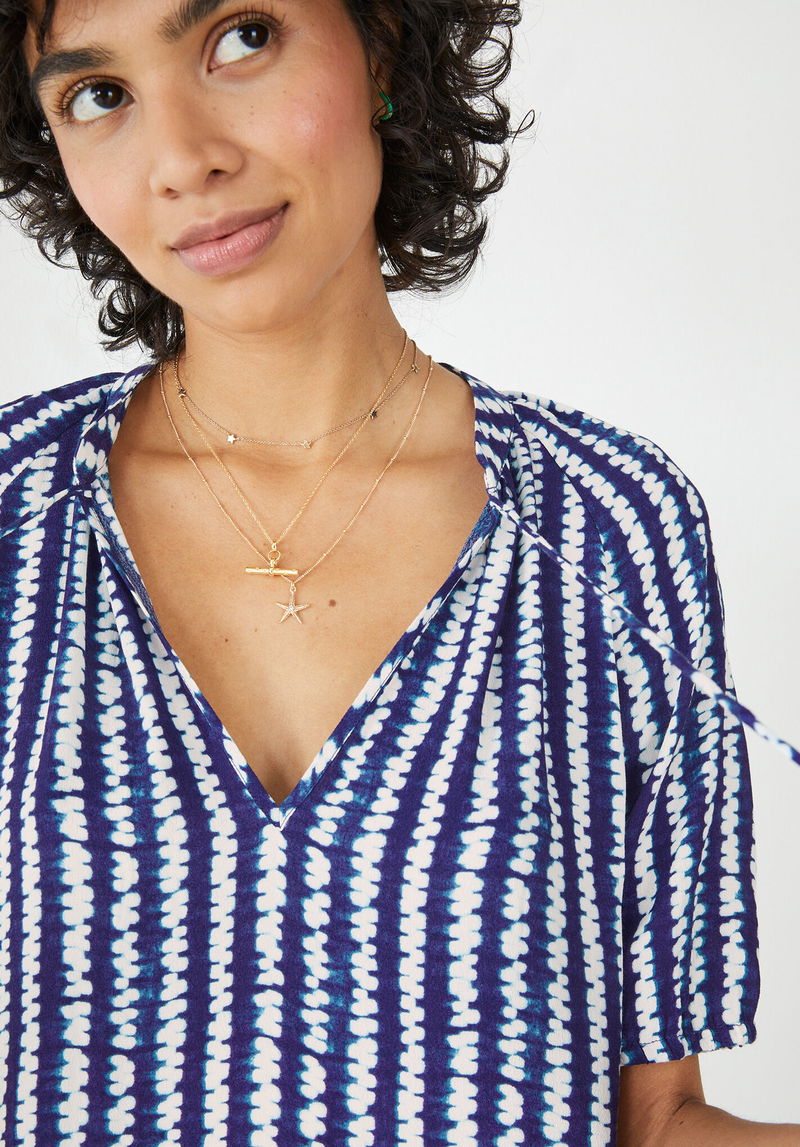 HUSH Kailey Mini Dress in Shibori Stripe Navy | Endource