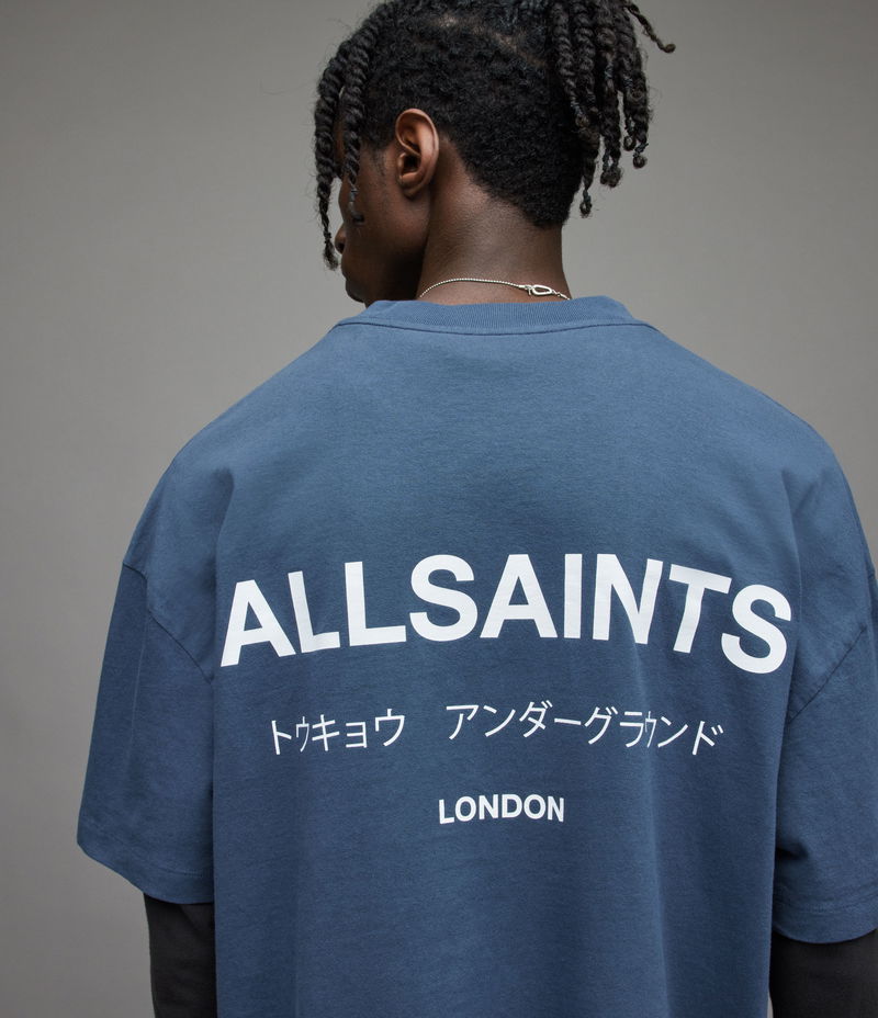 ALLSAINTS Underground Crew T-Shirt in Windy Blue | endource