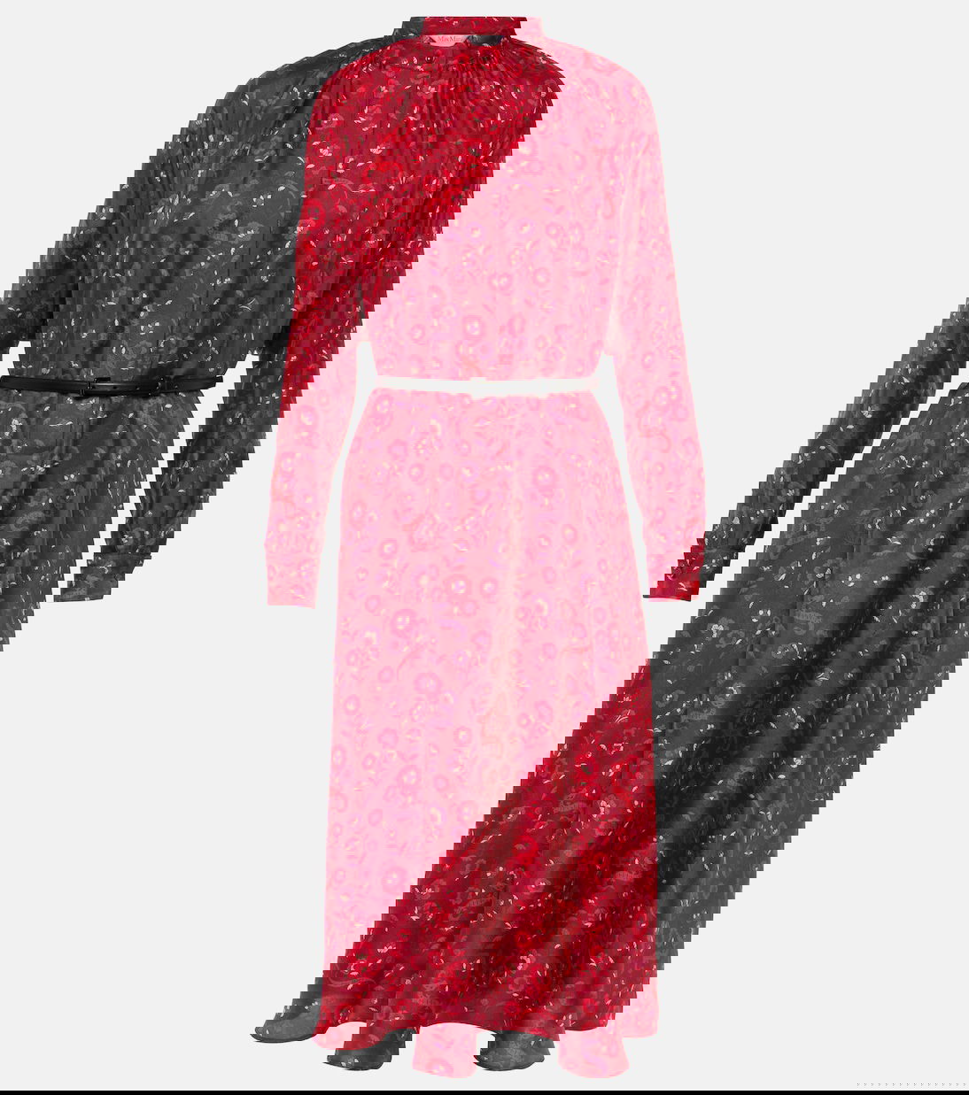 Max Mara Goccia Logo Silk Satin Midi Dress in Red | endource