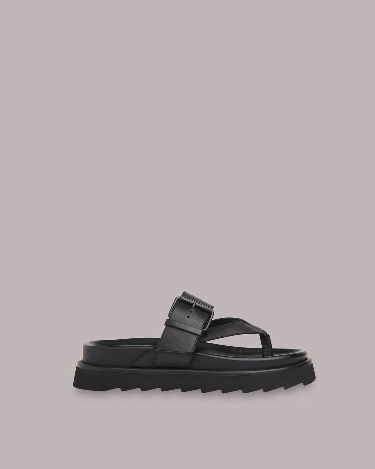 WHISTLES Sutton Toe Post Buckle Sandals in Black | Endource