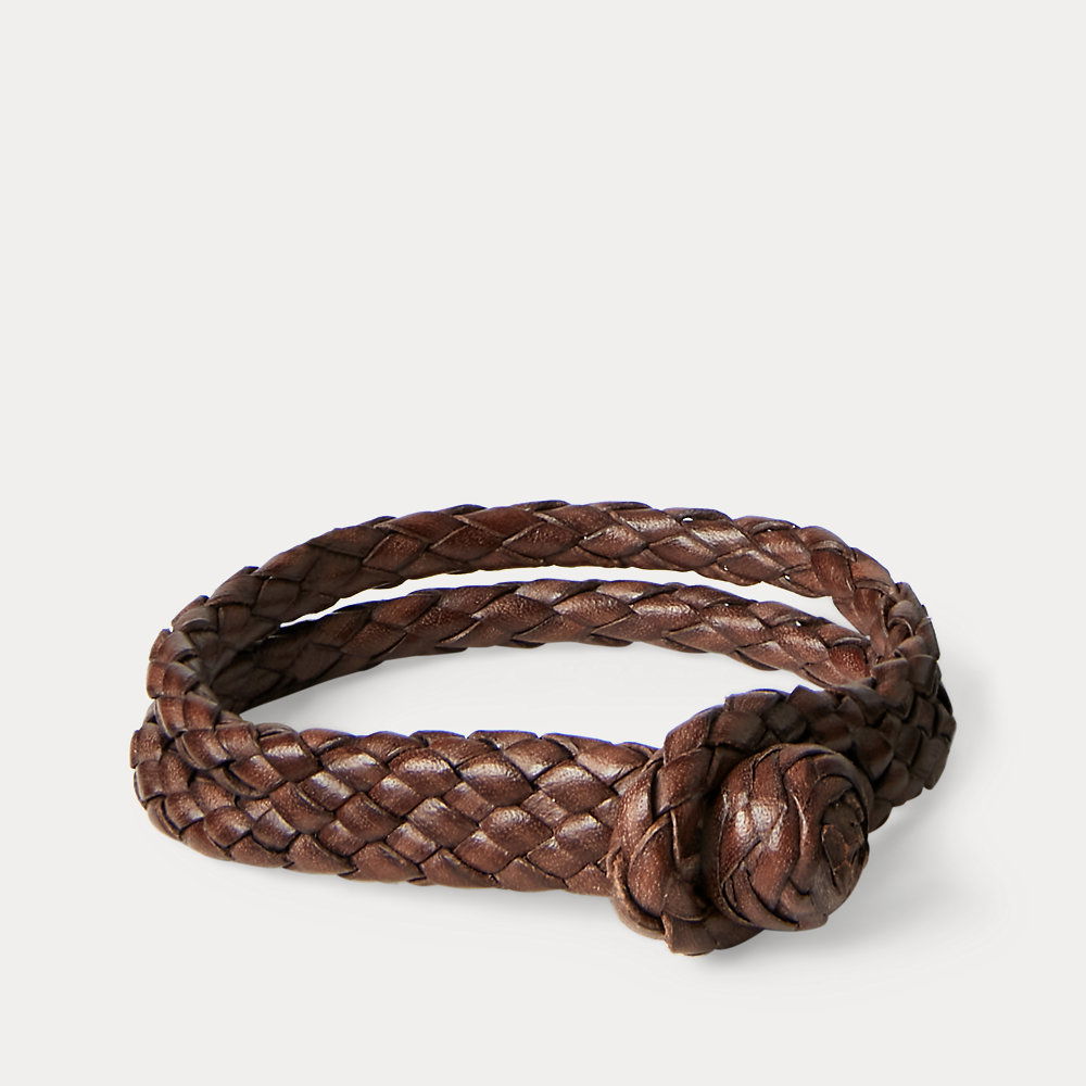 RALPH LAUREN RRL Hand-Braided Leather Bracelet in Brown | endource