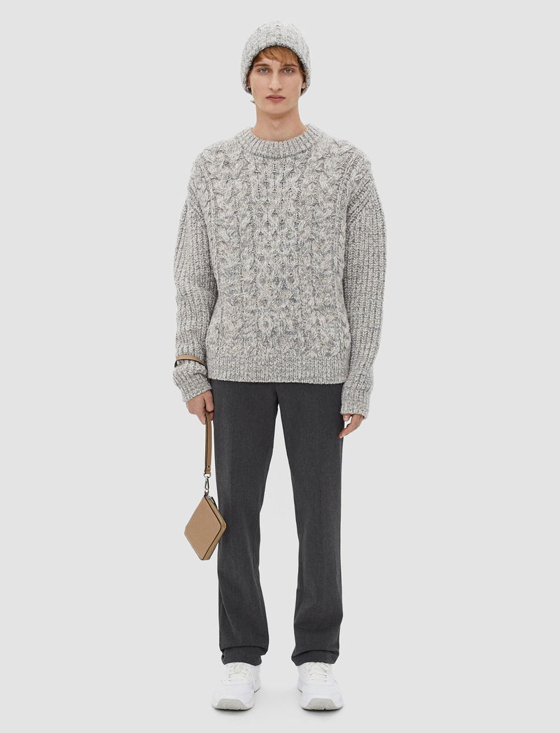 JOSEPH Cashmere Tweed Jumper in Light grey | endource