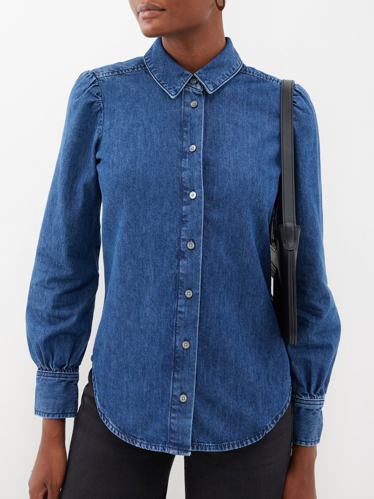 FRAME The Victorian Denim Blouse in Blue | endource