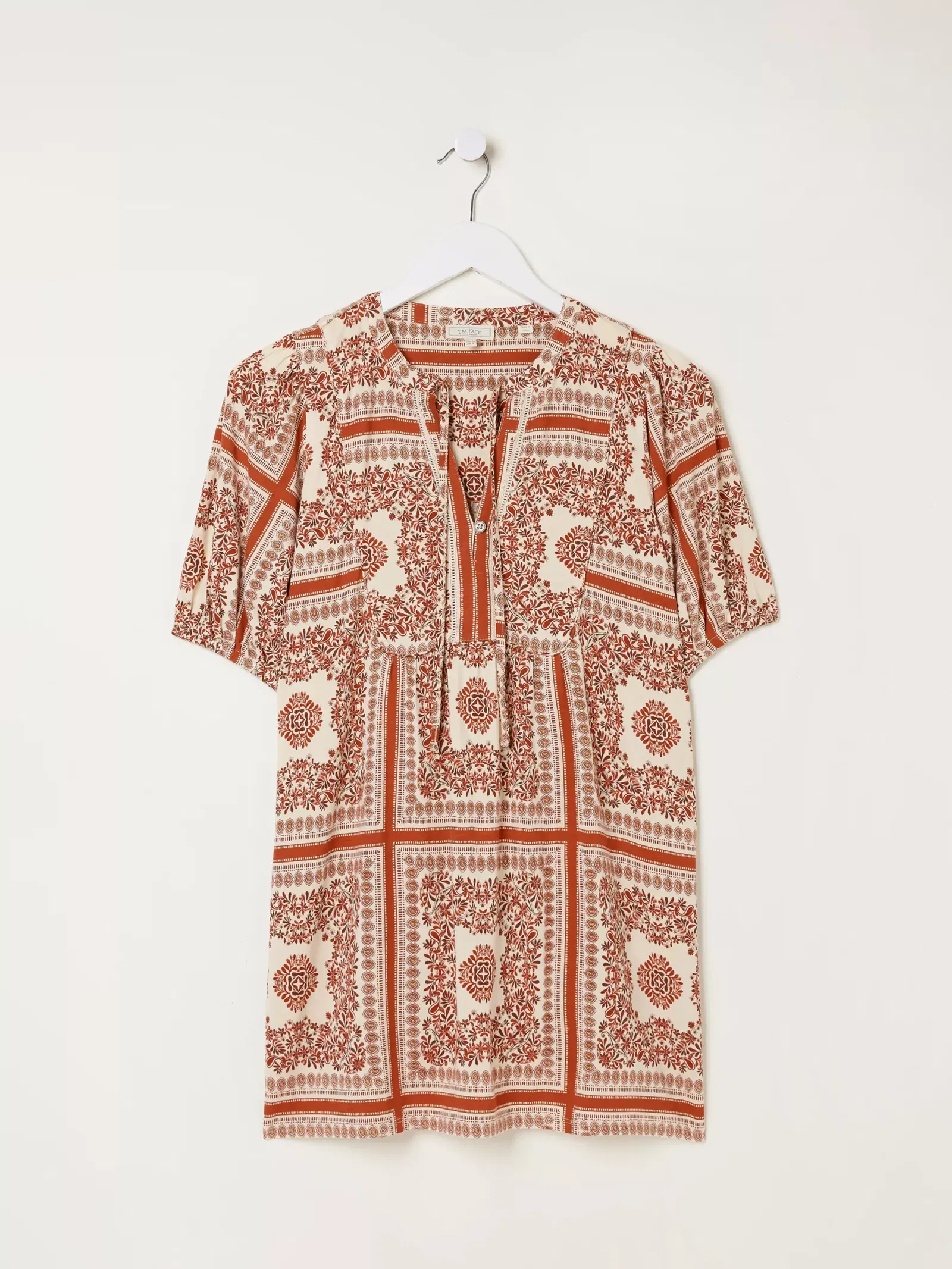 FATFACE Lou Bandana Tunic Top in Ivory/Multi | Endource