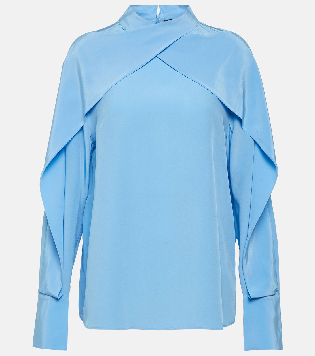 JOSEPH Bailie Draped Silk Blouse in Blue | endource