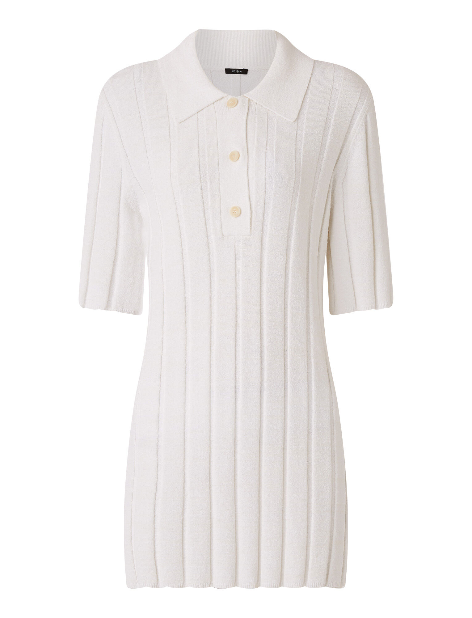 JOSEPH Textured Rib Polo Top in OFF WHITE | Endource