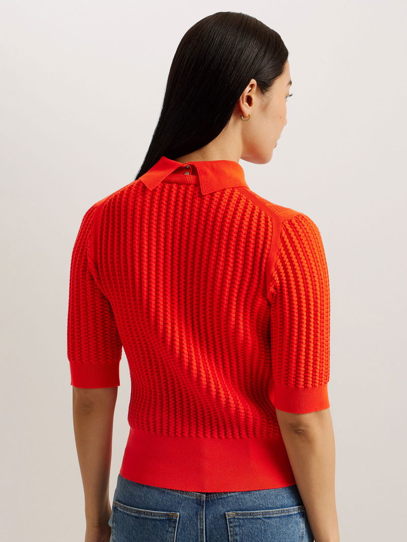 TED BAKER Morliee Textured Knit Top in Red | Endource