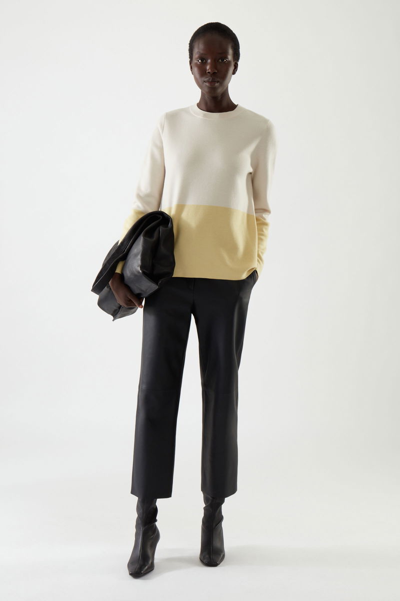 COS Colour-Block Merino Top in white / yellow | Endource
