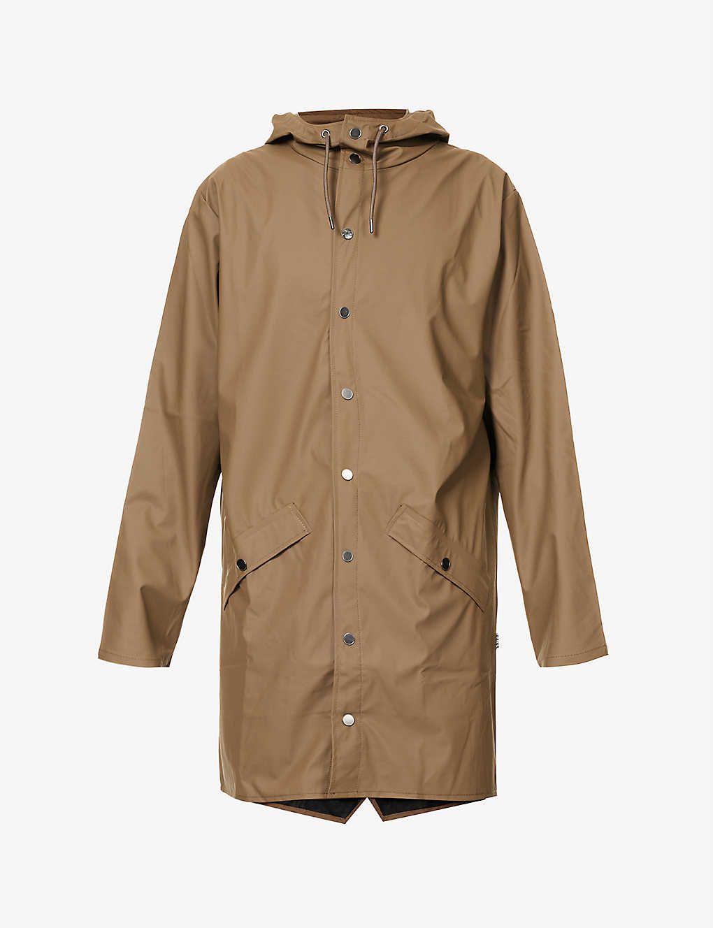 RAINS Fishtail-Hem Relaxed-Fit Shell Hooded Jacket in GREEN | endource