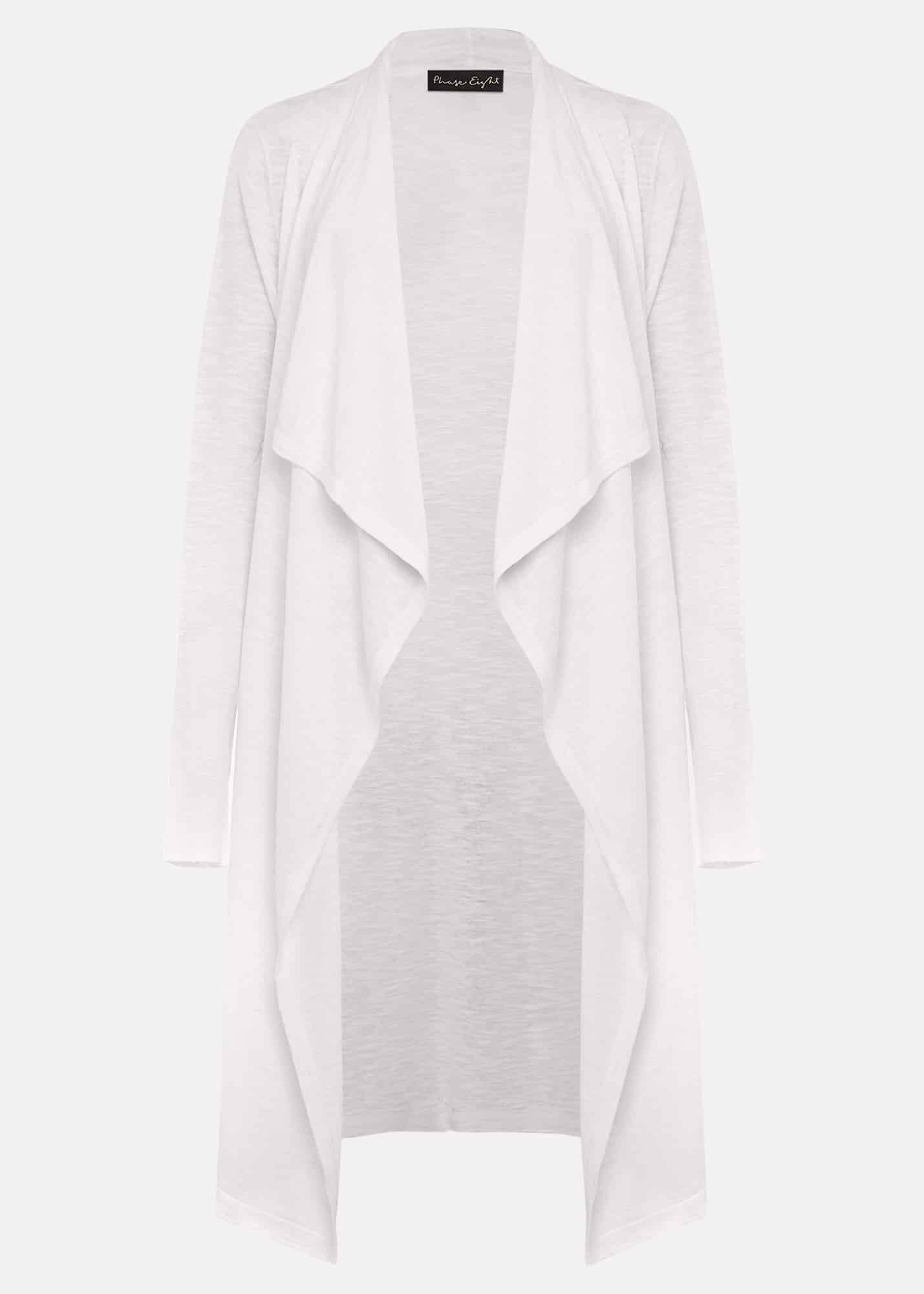 PHASE EIGHT Sola Waterfall Linen Cardigan in White | Endource