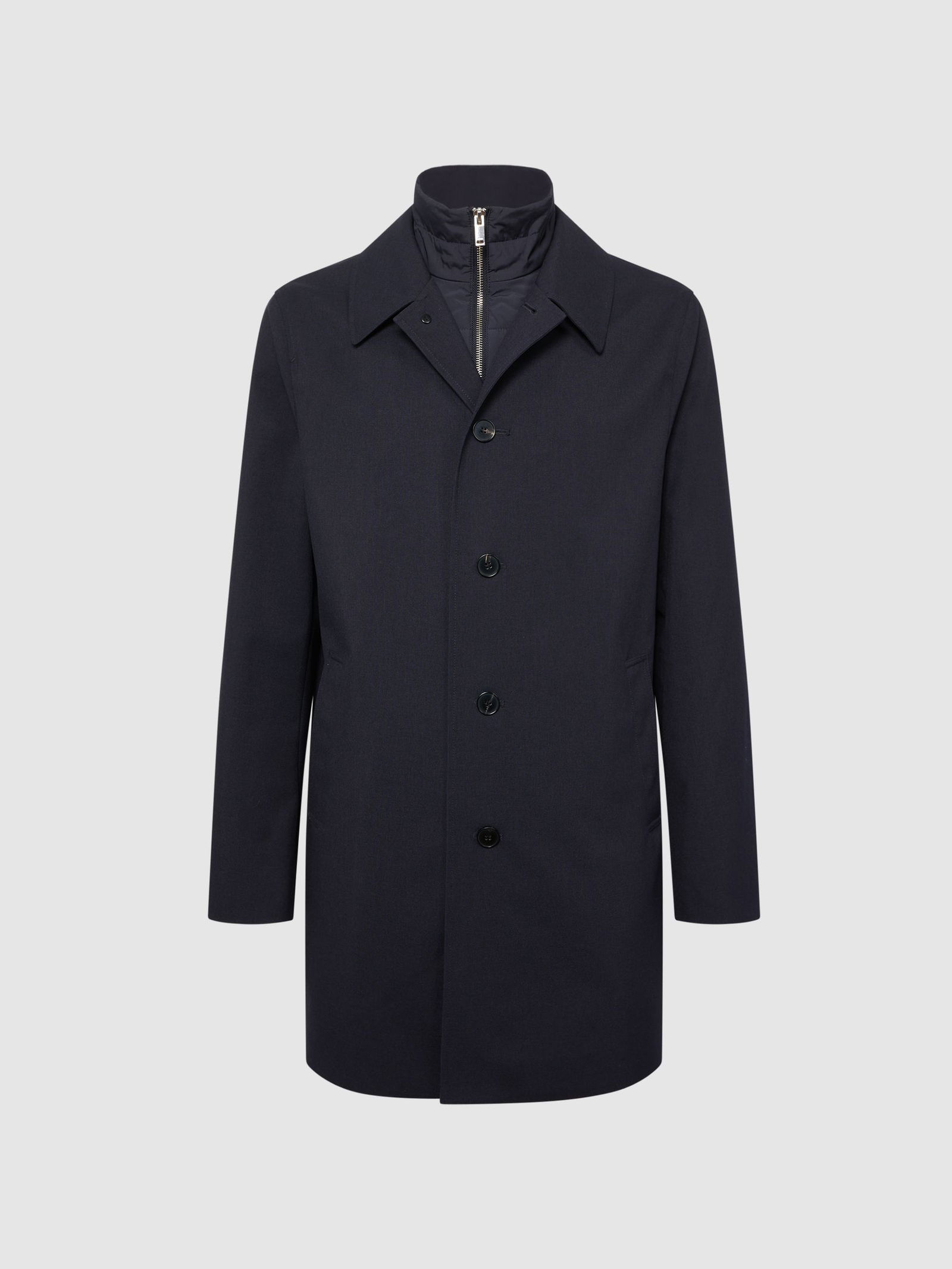 REISS Perrin Mac With Removable Zip Neck in Navy | endource