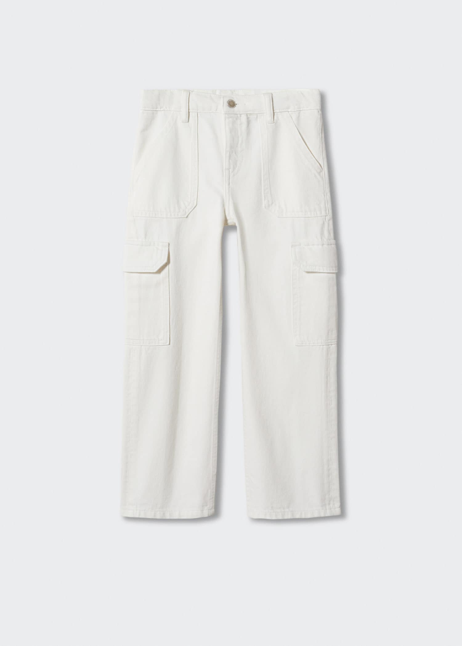 MANGO Cargo Style Straight Jeans in White | Endource