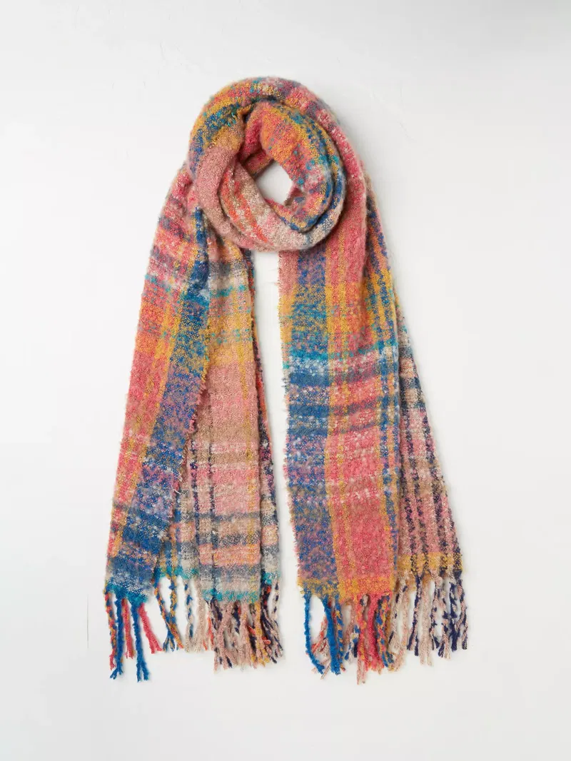 FATFACE Polly Boucle Check Scarf in Multi-Multi | Endource