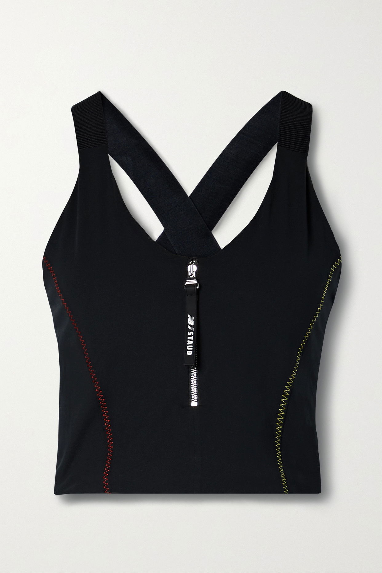 STAUD New Balance Cropped Recycled Stretch Top in Black | endource