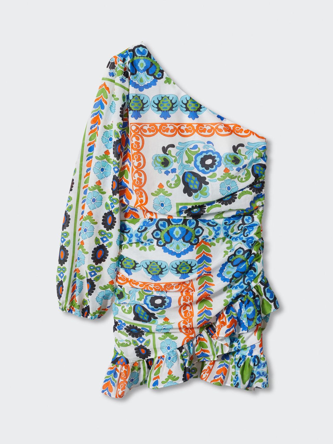 MANGO Anton Asymmetrical Pleated Dress in Multi | endource