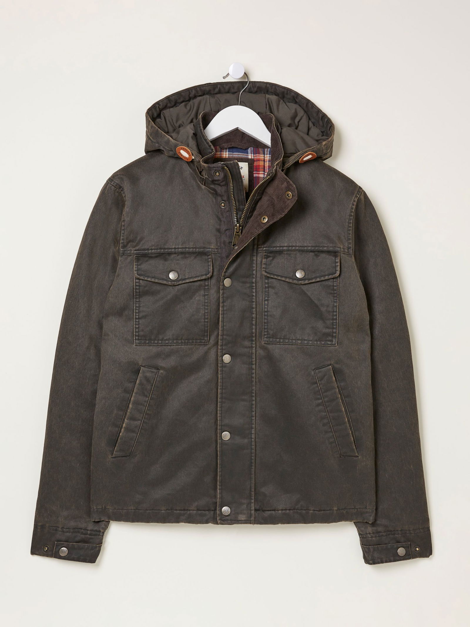 FATFACE Hadley Hooded Jacket in Brown | endource