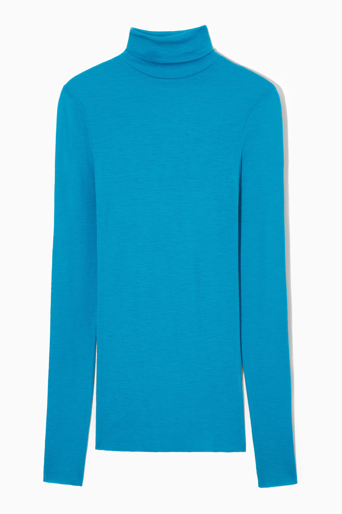 COS Merino Wool Turtleneck Top in BRIGHT TURQUOISE | endource