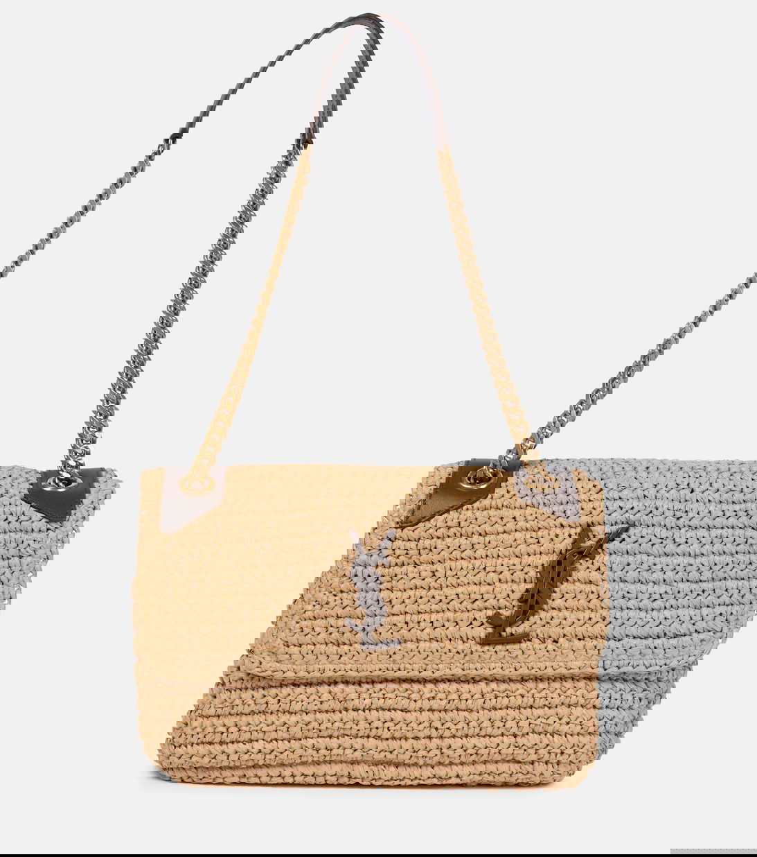 SAINT LAURENT Niki Medium Raffia Shoulder Bag in Beige | Endource