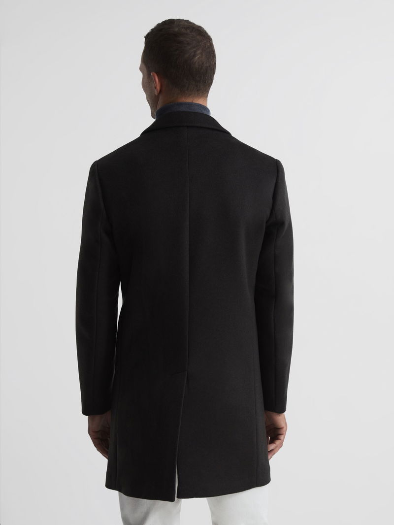 REISS Gable Single Breasted Overcoat in Khaki | endource