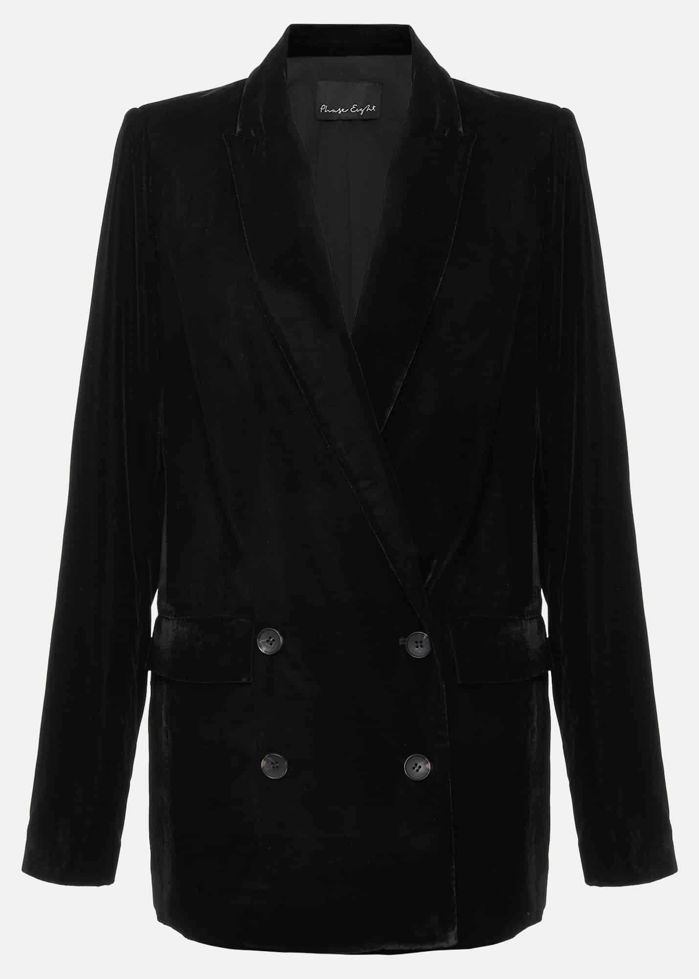 PHASE EIGHT Avani Black Velvet Blazer in Black | endource