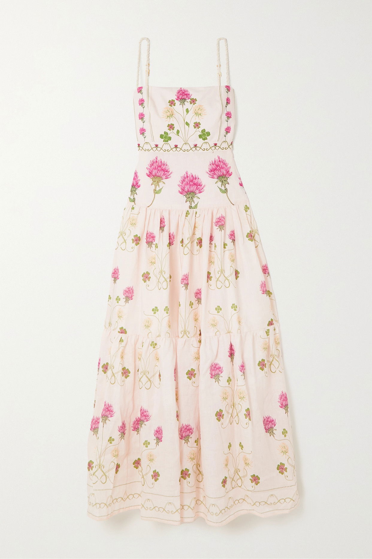 AGUA BY AGUA BENDITA Lima Trebol Embellished Floral-Print Linen Maxi ...