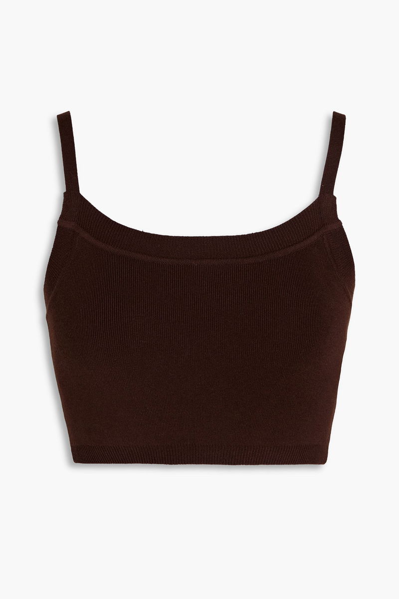 LIVE THE PROCESS Stretch-Knit Bra Top in Brown | Endource
