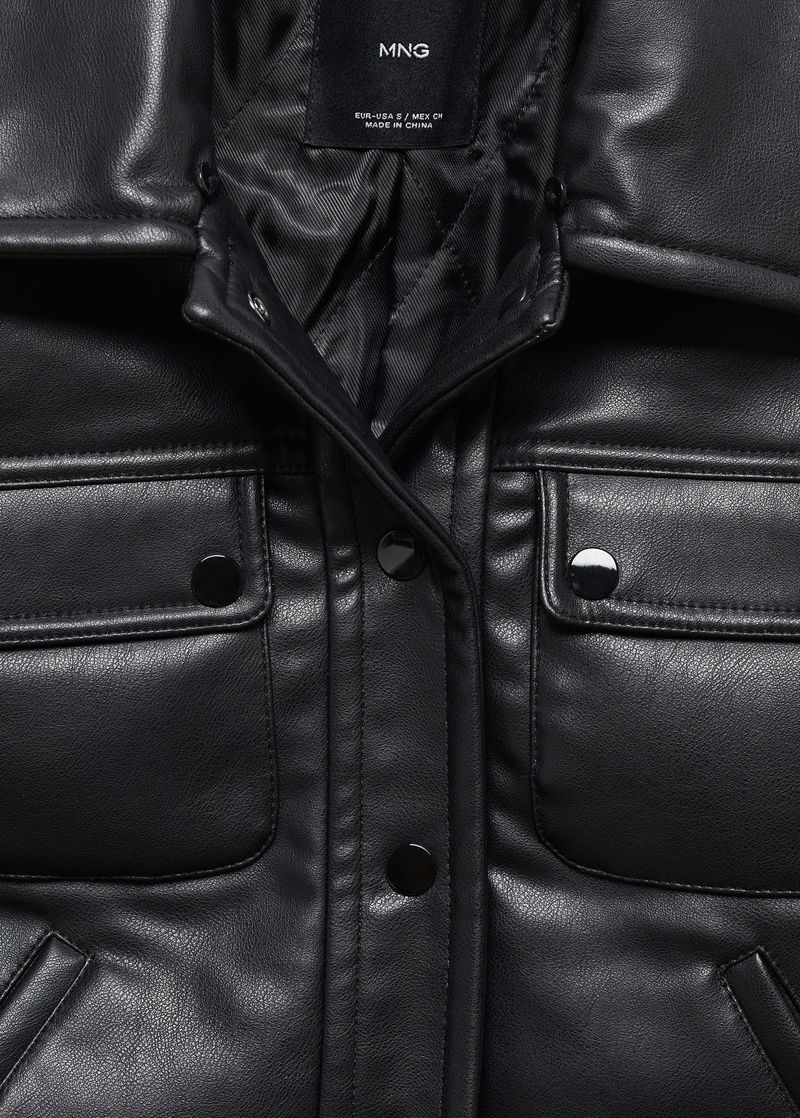 MANGO Padded Jacket With Fur-Effect Collar in Black | endource