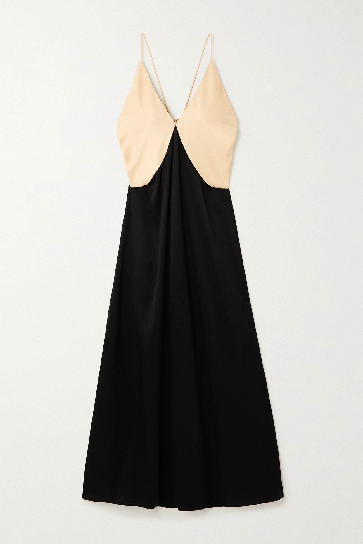 TOTEME Two-Tone Twill Maxi Dress in Black | endource