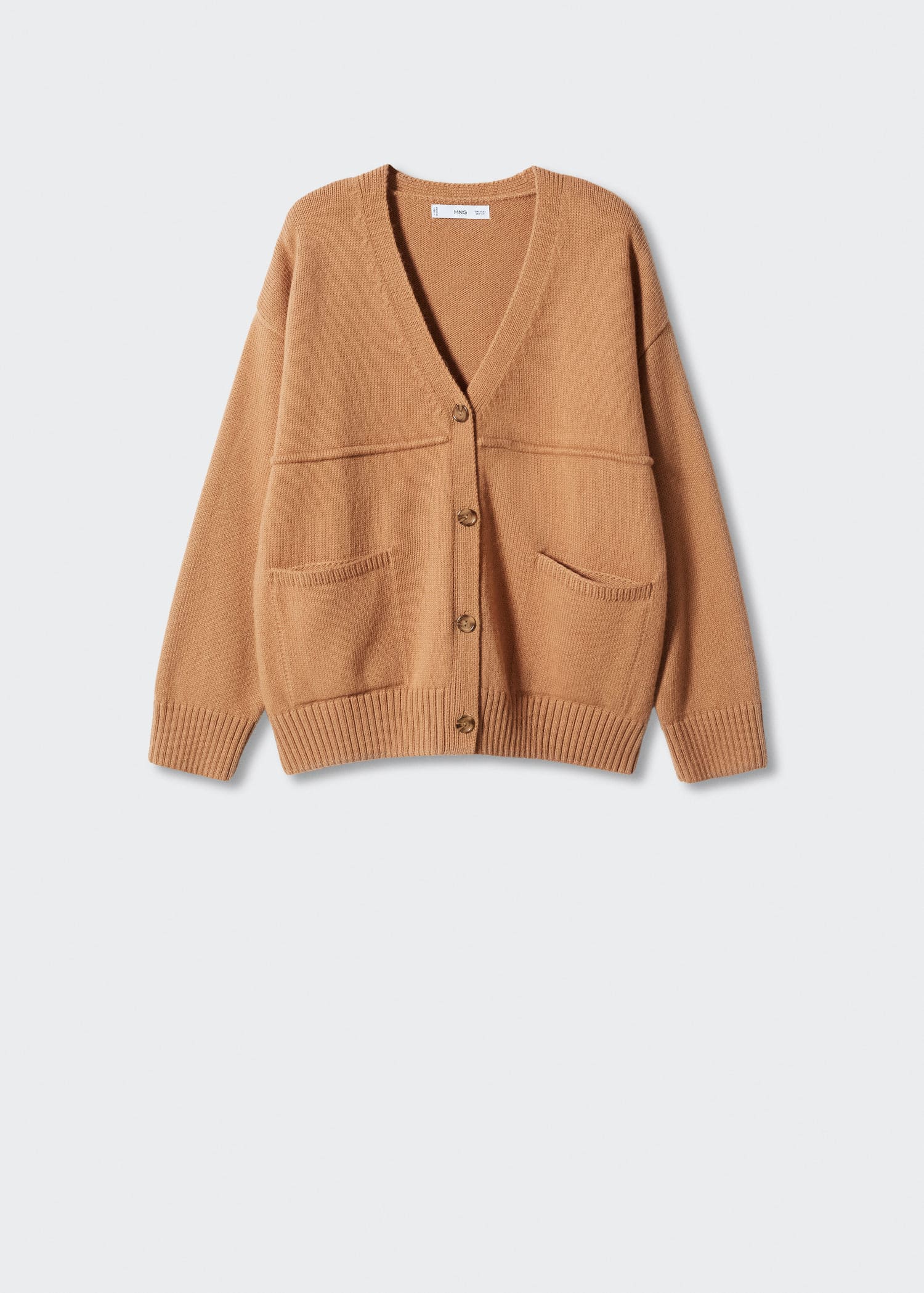 MANGO Pocket Knit Cardigan in Caramel | Endource
