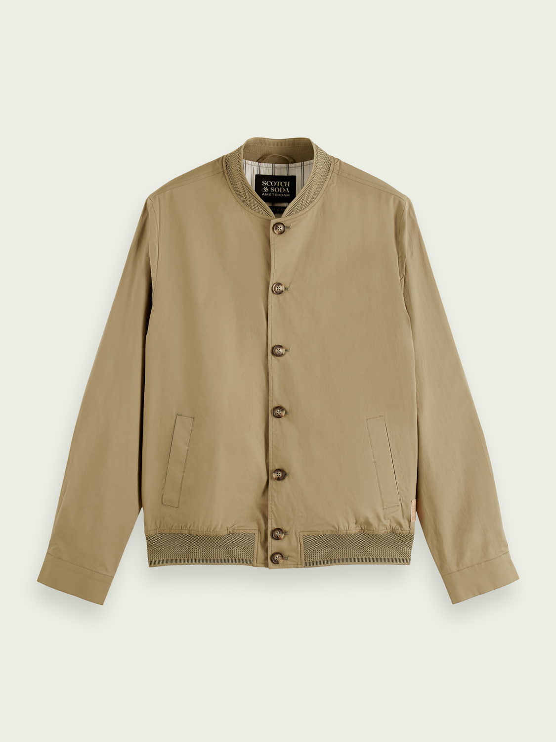 SCOTCH & SODA Lightweight Poplin Artwork Bomber Jacket in Khaki | Endource