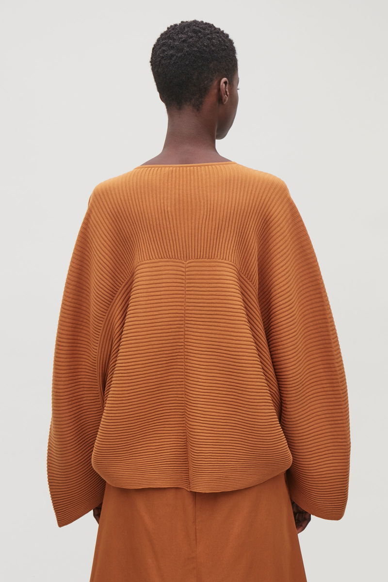 COS Cape-Style Cotton-Knit Top in Orange | Endource