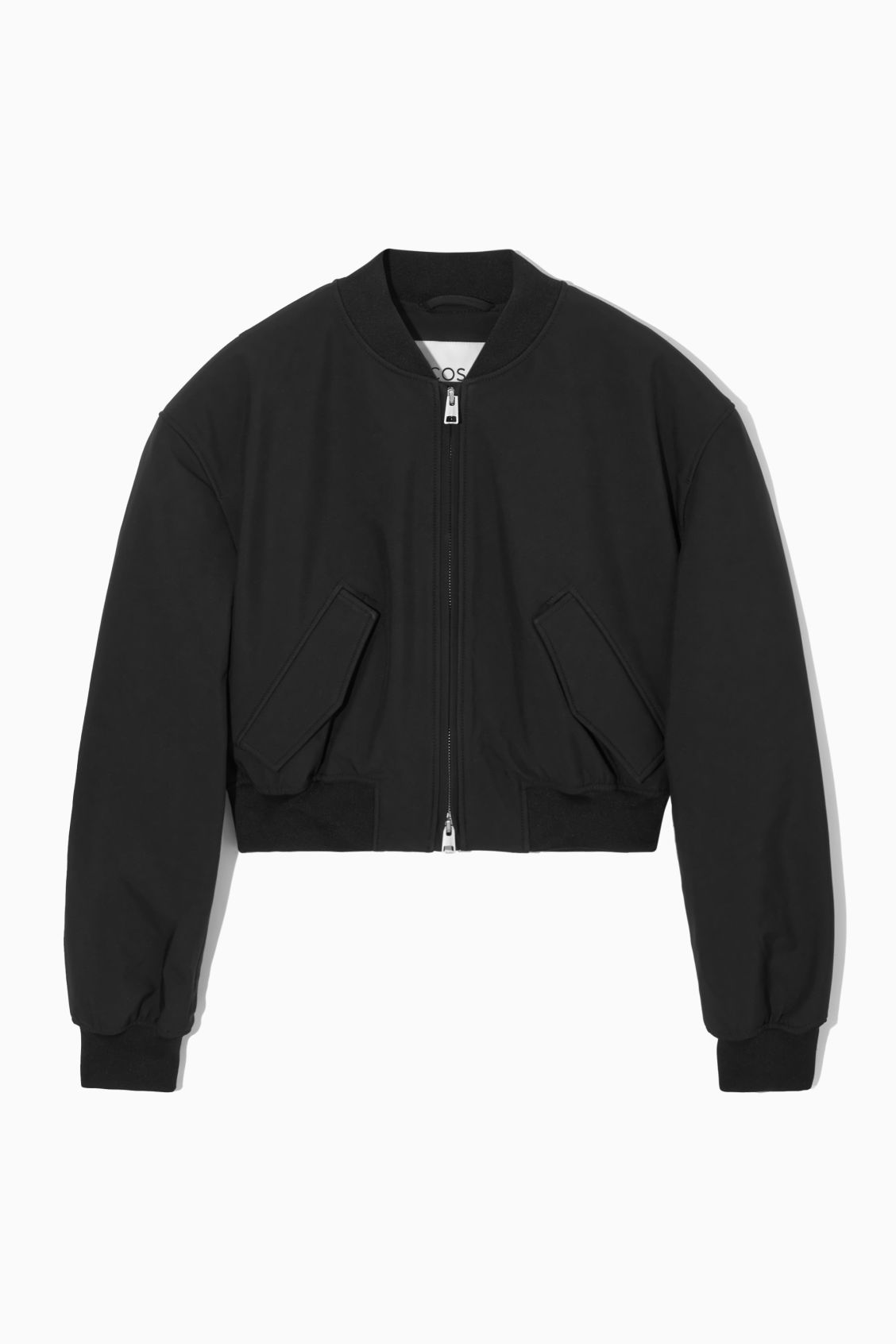 COS Oversized Cropped Bomber Jacket in BLACK | Endource