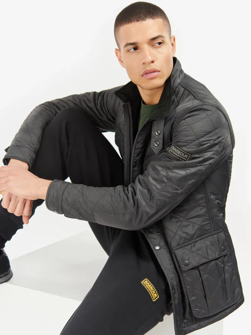 BARBOUR Tourer Ariel Polar Quilted Jacket in Charcoal | Endource
