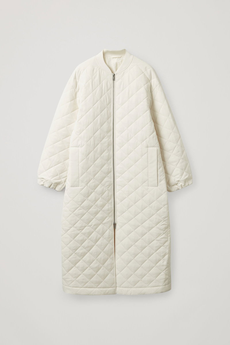 COS Mid-Length Padded Jacket in white | Endource