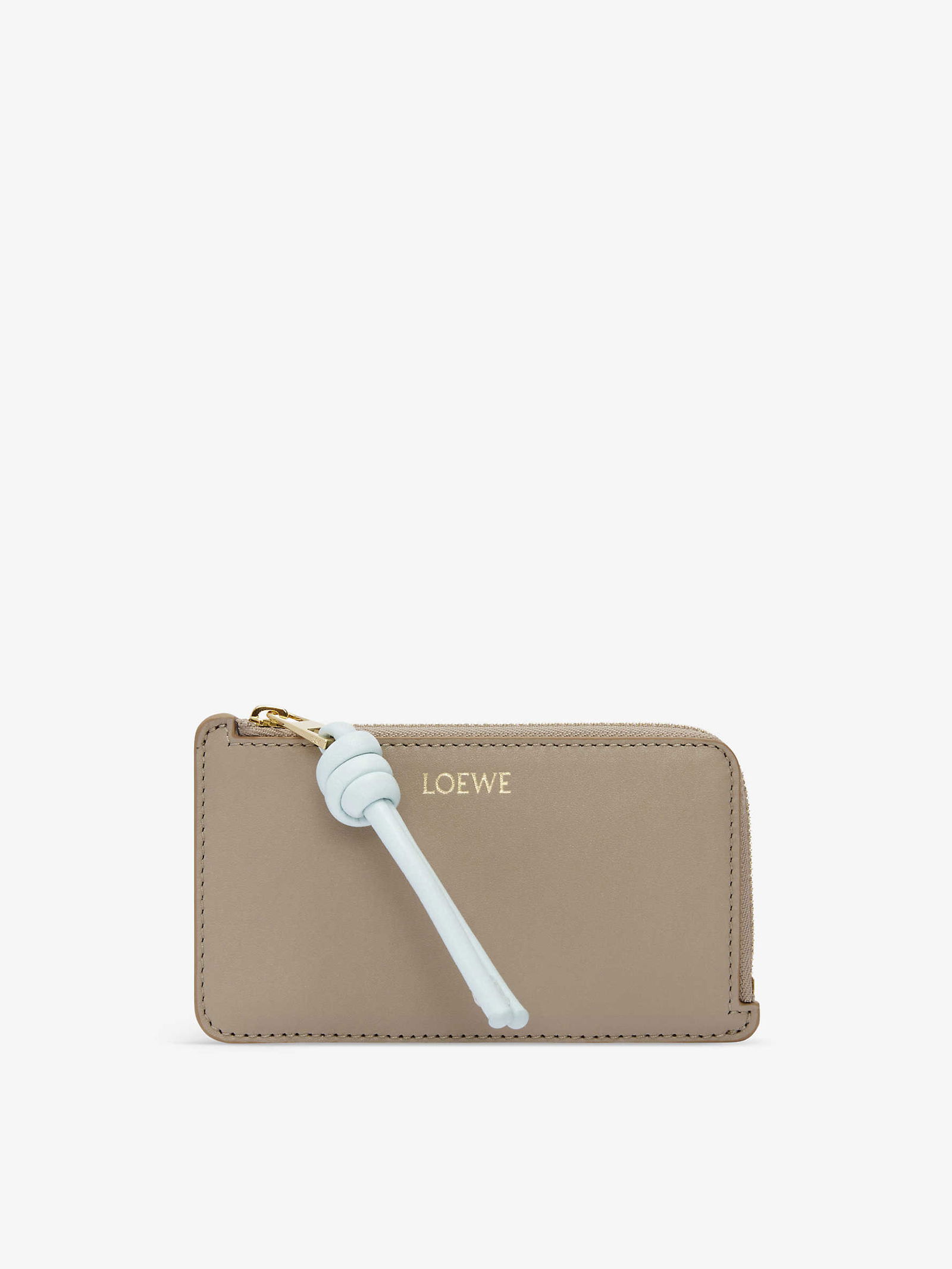 LOEWE Knot Leather Card Holder in SAND/ BLUE ICEBERG | Endource